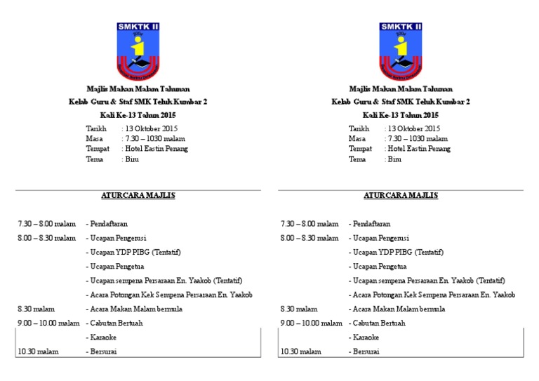 Aturcara Dinner | PDF | Memasak, Makanan, & Anggur | Griya & Taman