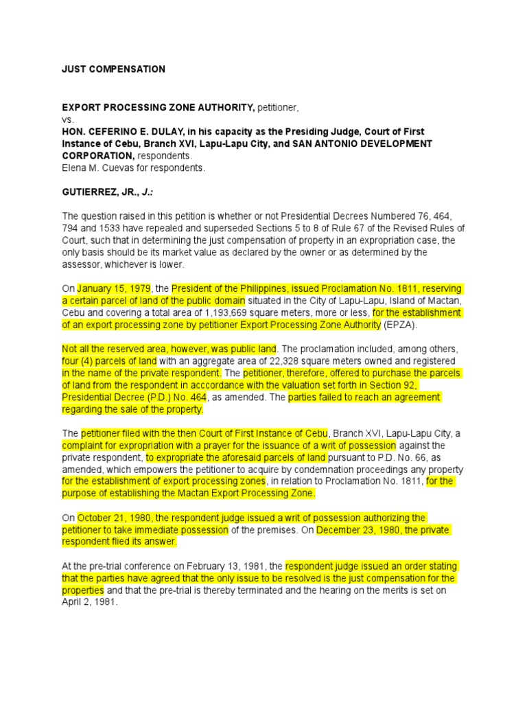 Just Compensation & Taxation Cases | PDF | Eminent Domain | Just ...