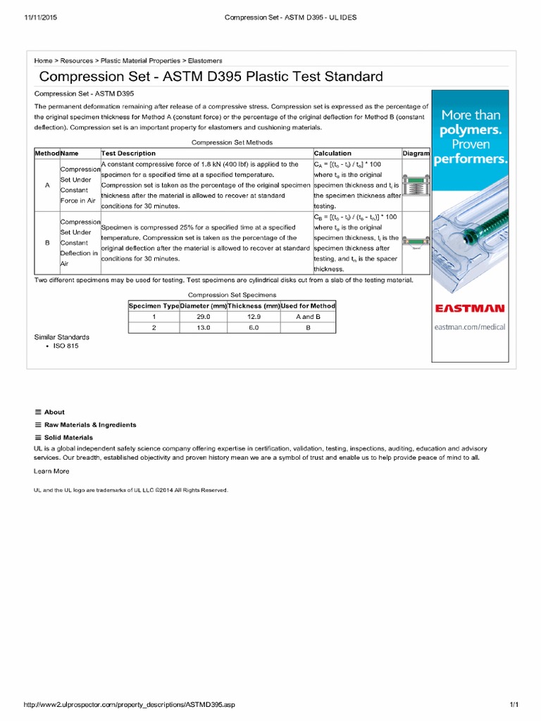 Compression Set - Astm d395 - Ul Ides | PDF