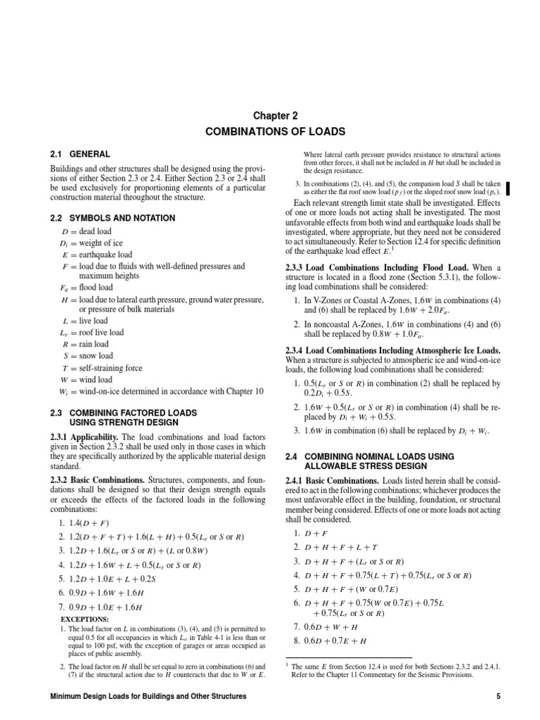 ASCE ASD Load Combinations | PDF