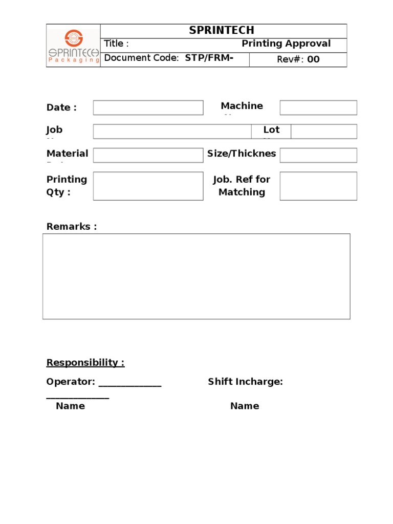 FRM - 158 Printing Approval Form | PDF | Computing