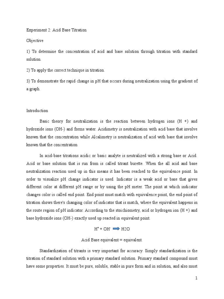 Acid Base Titration | PDF | Titration | Chemistry