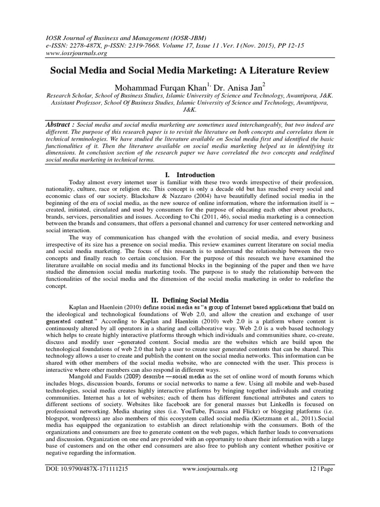 Social Media Marketing Literature Review | PDF | Social Media Marketing ...
