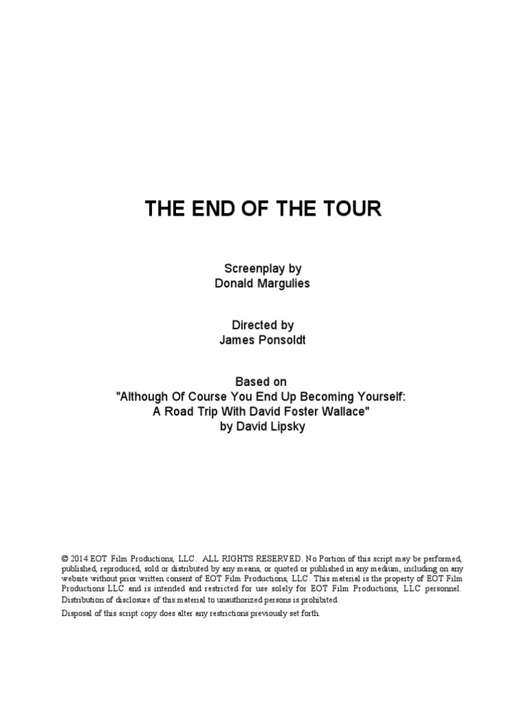 End of Tour Script | Leisure