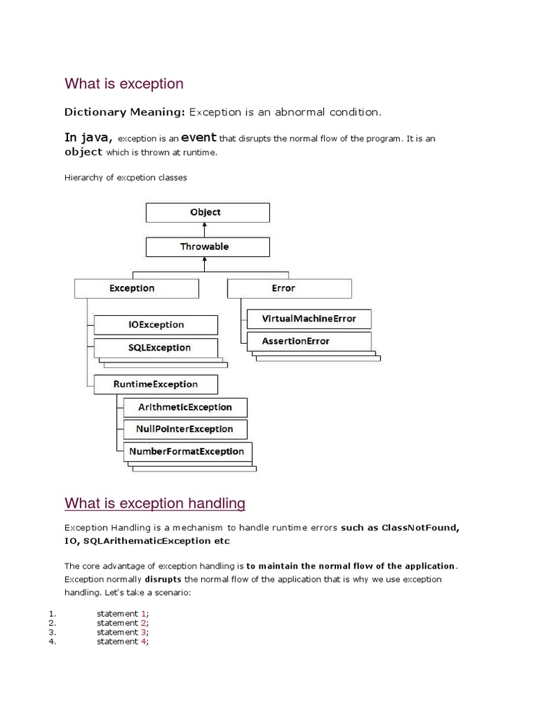 Java exception handling guide | PDF | Java (Programming Language) | Systems Engineering