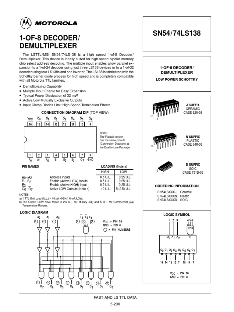 74LS138 | PDF | Digital Electronics | Electronic Circuits