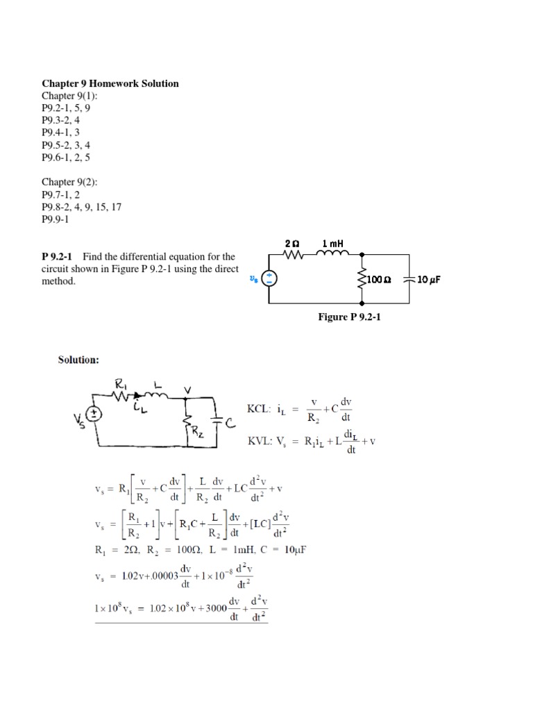 Chapter 9 Homework Solution | PDF | Electrical Network | Physical ...