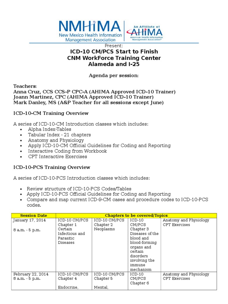 ICD 10 Training Sessions Training Agenda | PDF | International ...