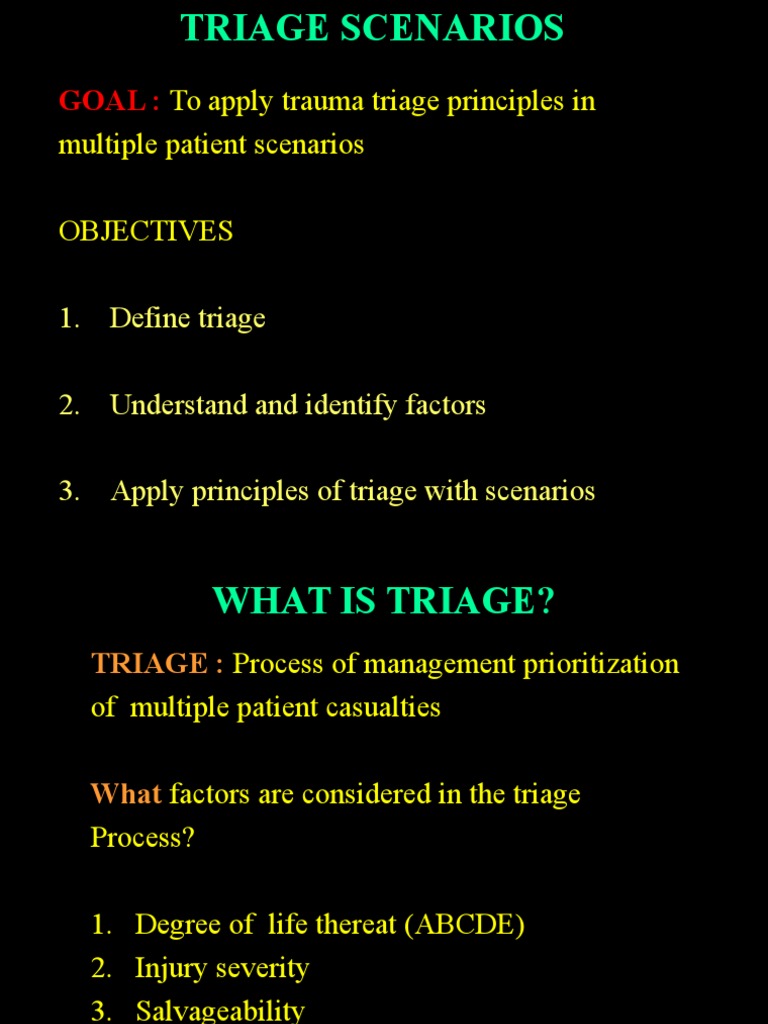 Trauma Triage Scenarios Guide | PDF | Wellness