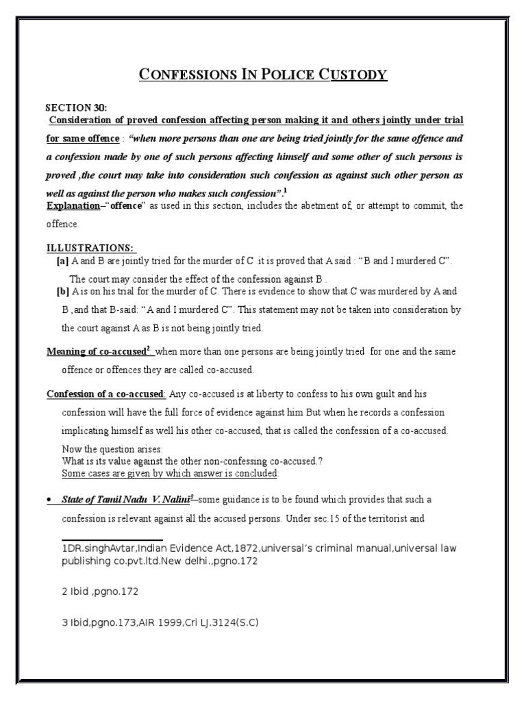 Confessions in Police Custody | PDF | Confession (Law) | Conspiracy ...