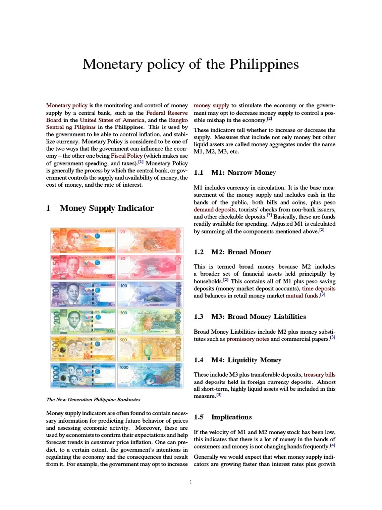 Philippine Monetary Policy Overview | PDF | Money Supply | Inflation