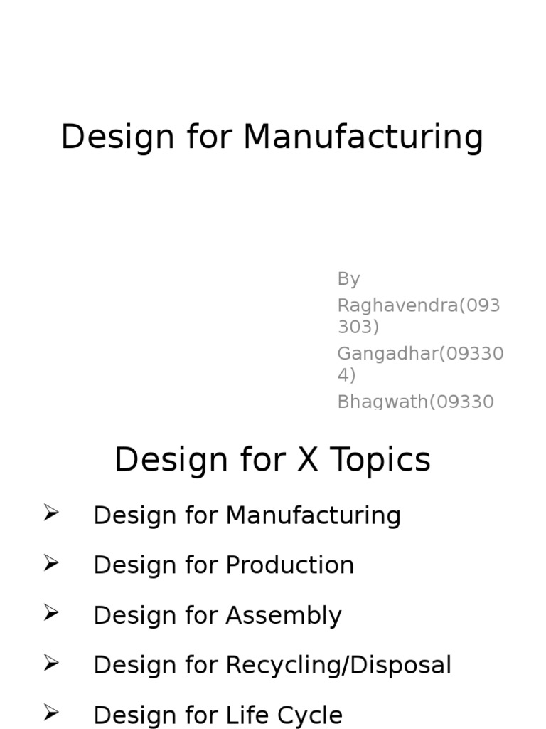Design for Manufacturing Strategies | PDF | Cost | Production And ...