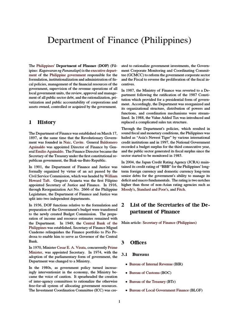 Department of Finance (Philippines) | PDF | Public Economics | Economies
