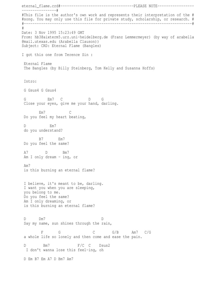 Eternal Flame Guitar Chords