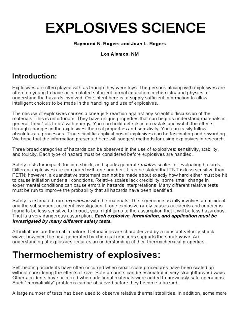 Explosives Science | PDF | Differential Scanning Calorimetry ...