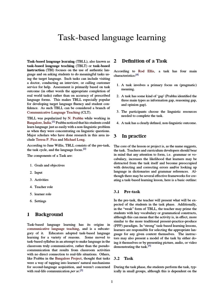 Task-Based Language Learning | Download Free PDF | Language Acquisition ...