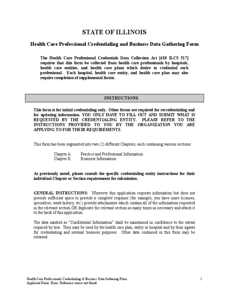 IDPH Credentialing Form 97 Pro | PDF | Professional Liability Insurance ...