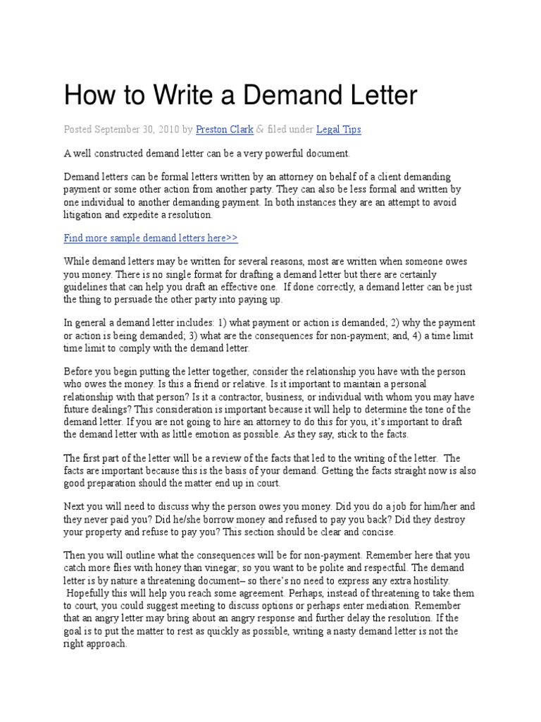 How To Write A Demand Letter | PDF | Eviction | Lease