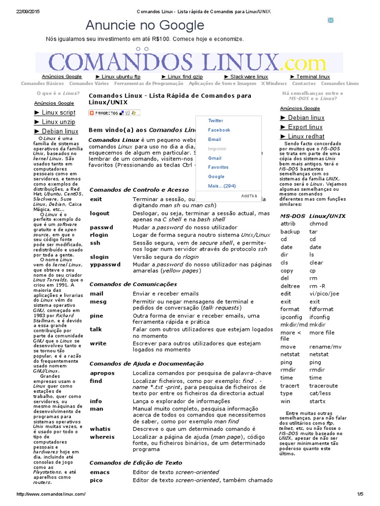 Comando Linux | PDF | Linux | Software gratuito