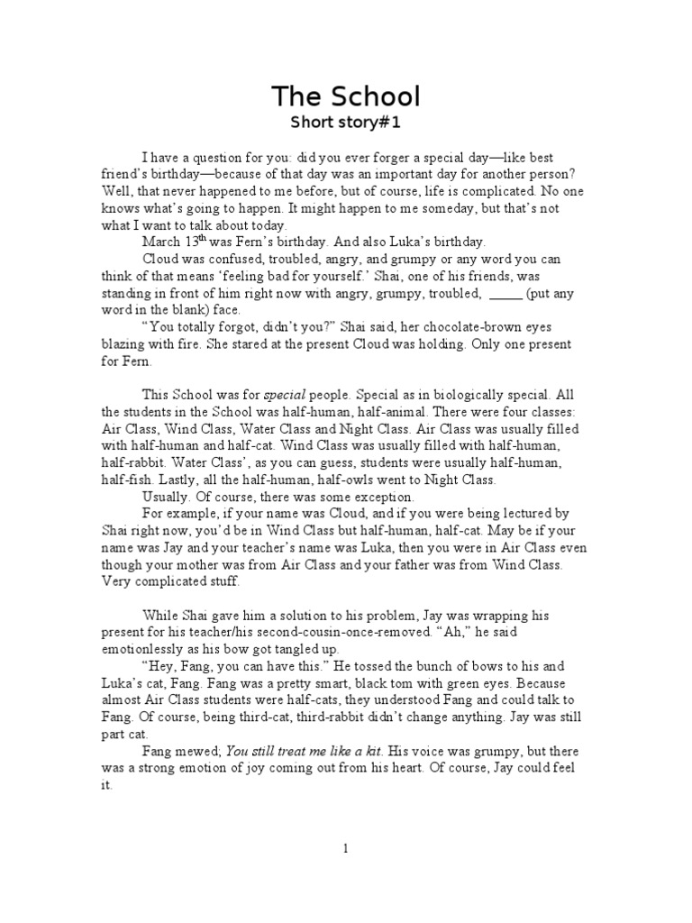 The School: Short Story#1 | PDF