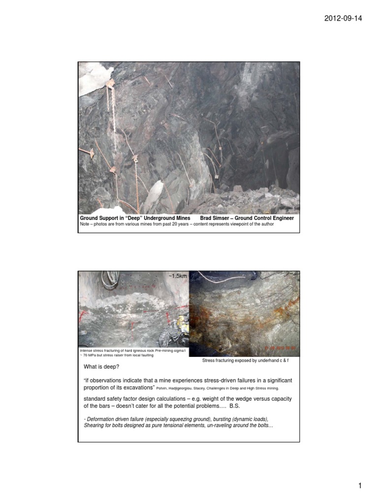 Ground Support in Deep Underground Mines | Download Free PDF ...