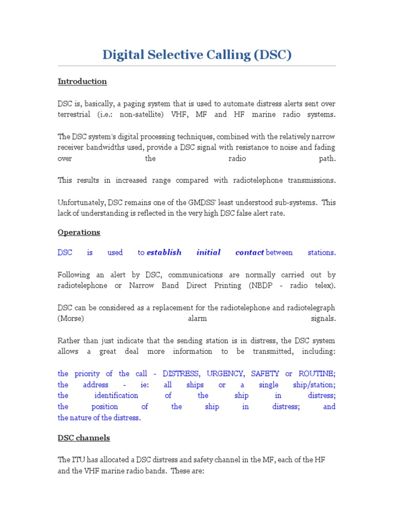 Digital Selective Calling | PDF | Telecommunications | Radio