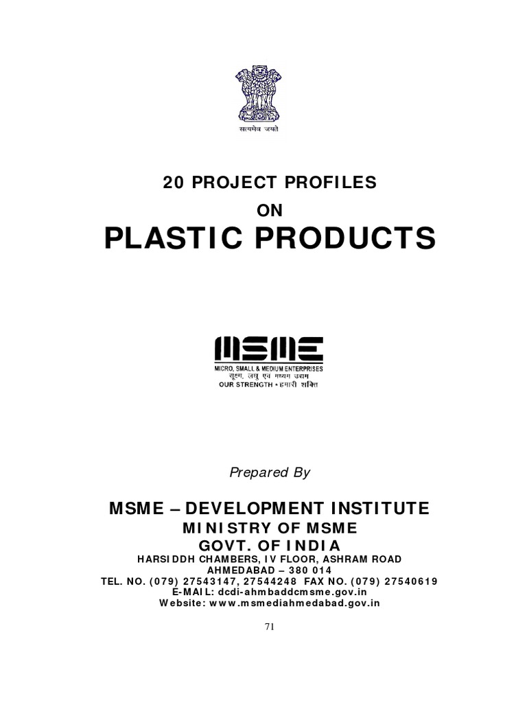 Project Profile On Plastic Products | PDF | Plastic | Packaging And ...