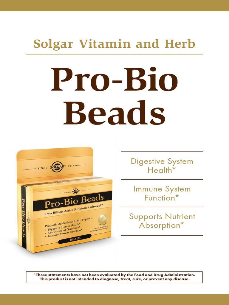 Pro-Bio Beads: Solgar Vitamin and Herb | PDF | Probiotic ...