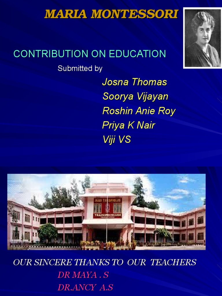 Maria Montessori: Contribution On Education | PDF | Social Science ...
