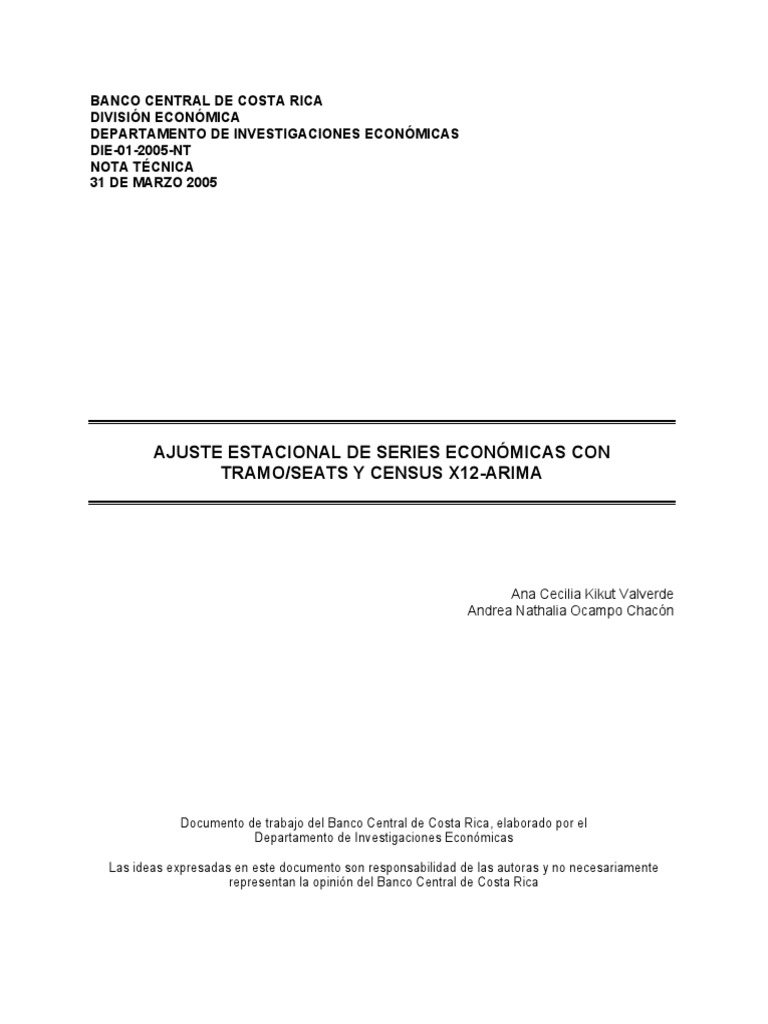 Ajuste Estacional: Tramo/Seats y X12-ARIMA | PDF