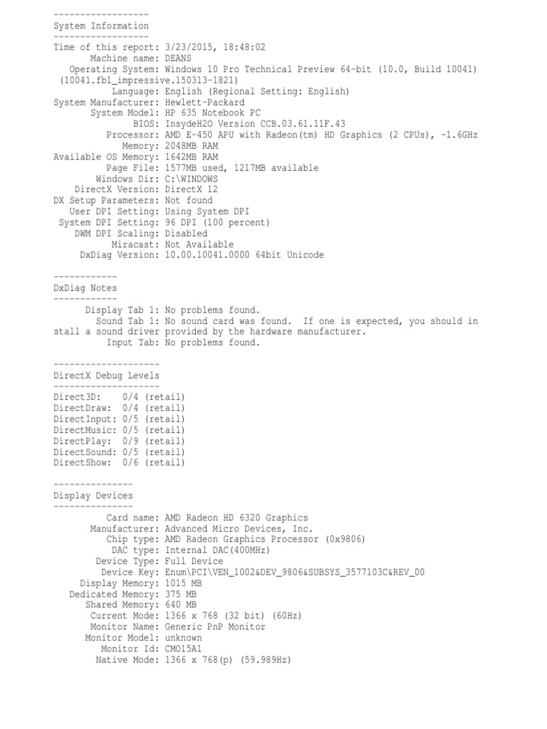 Dxdiag - My PC Info | PDF | Device Driver | Codec