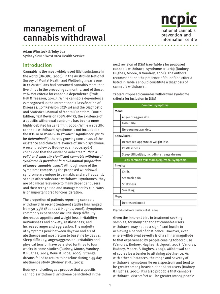 Management of Cannabis Withdrawal | PDF | Substance Abuse | Benzodiazepine