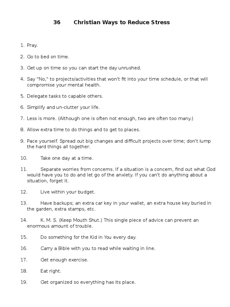 36 Christian Stress Reduction Tips | PDF