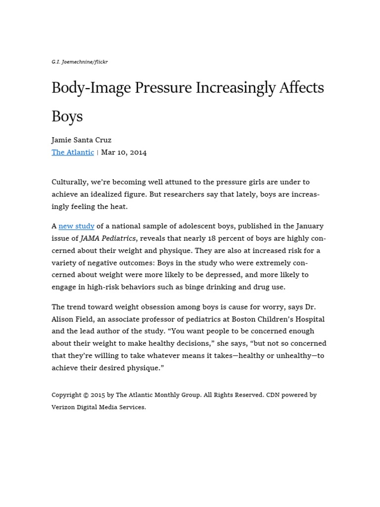 Body-Image Pressure Increasingly Affects Boys | PDF | Self-Improvement ...
