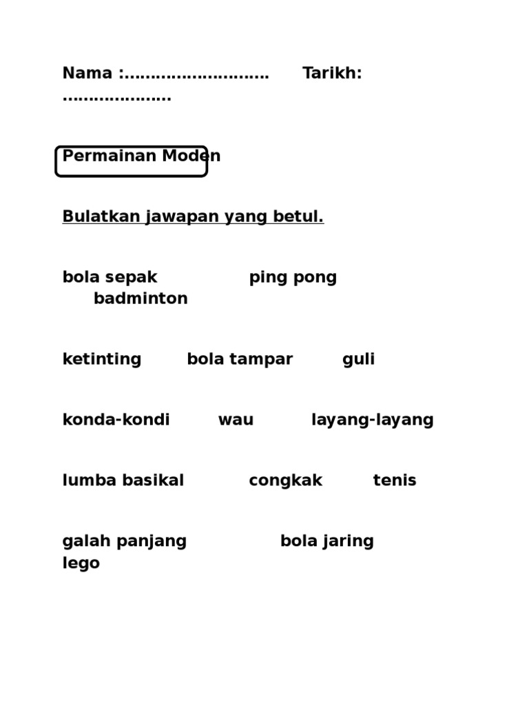 Latihan Permainan Moden | PDF | Game & Aktivitas