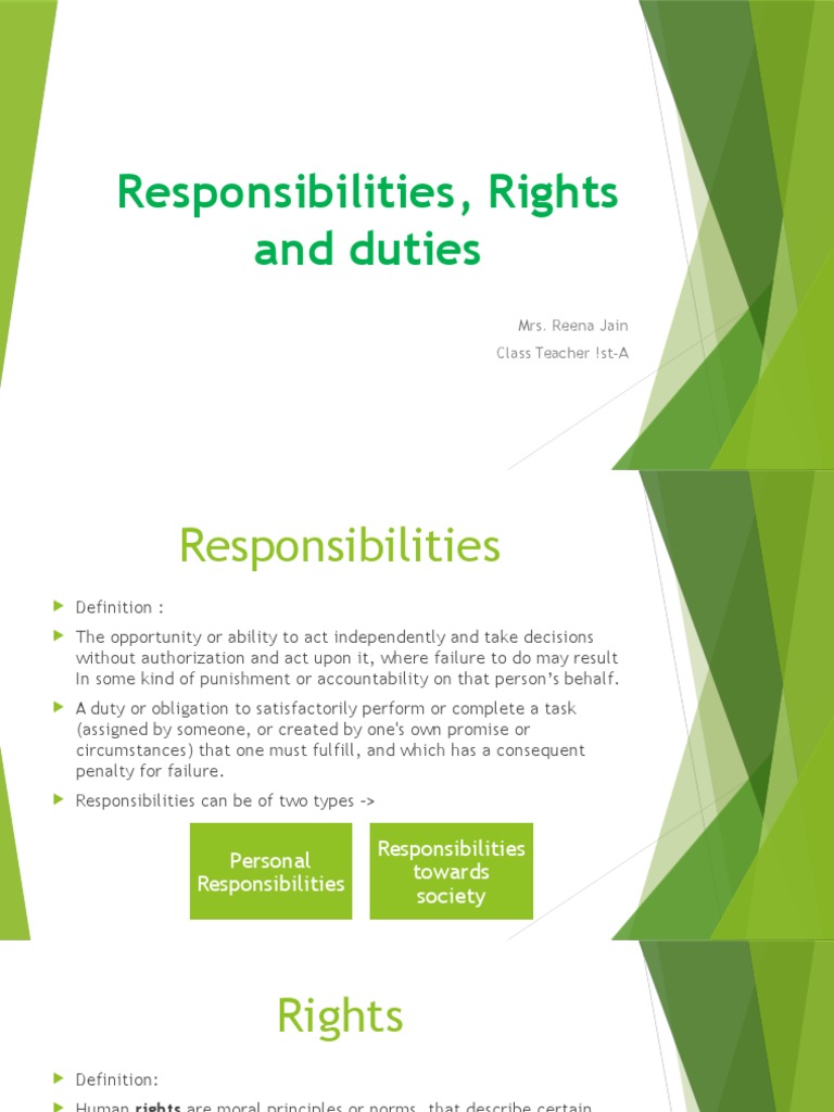 Responsibilities, Rights and Duties Presentation | PDF | Rights | Morality