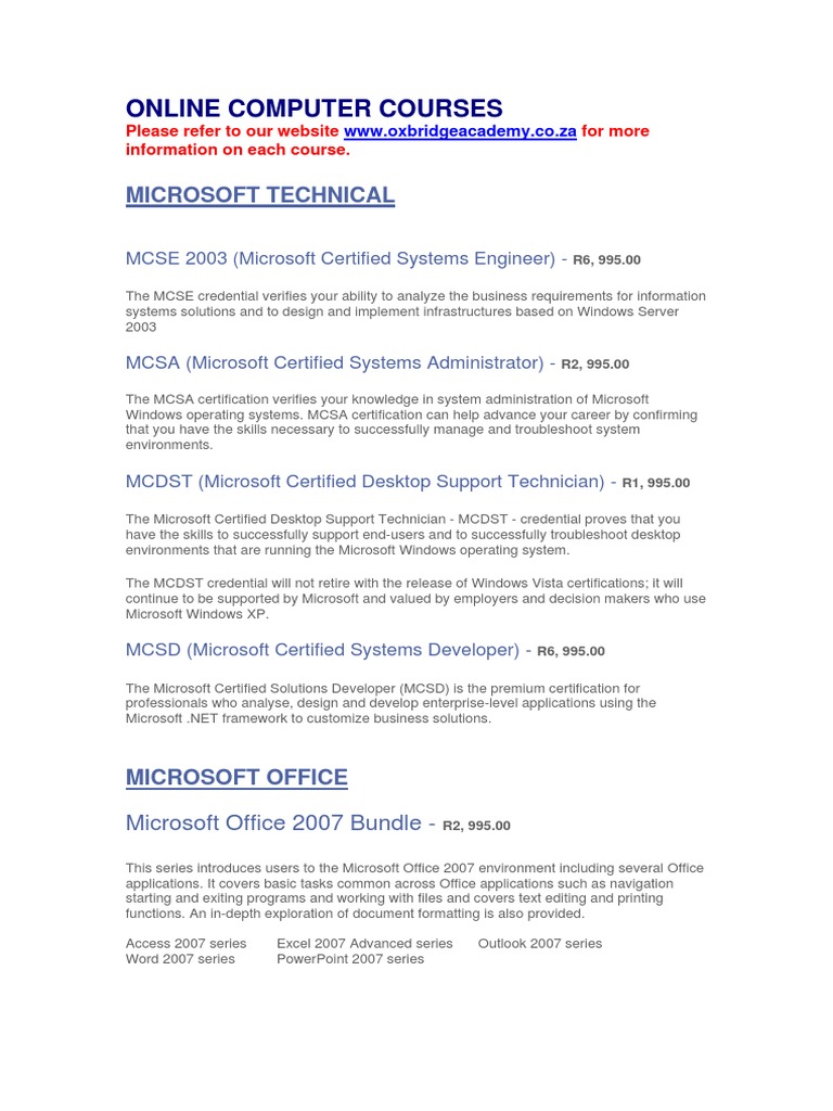 Online Computer Courses | PDF | Cisco Certifications | Comp Tia