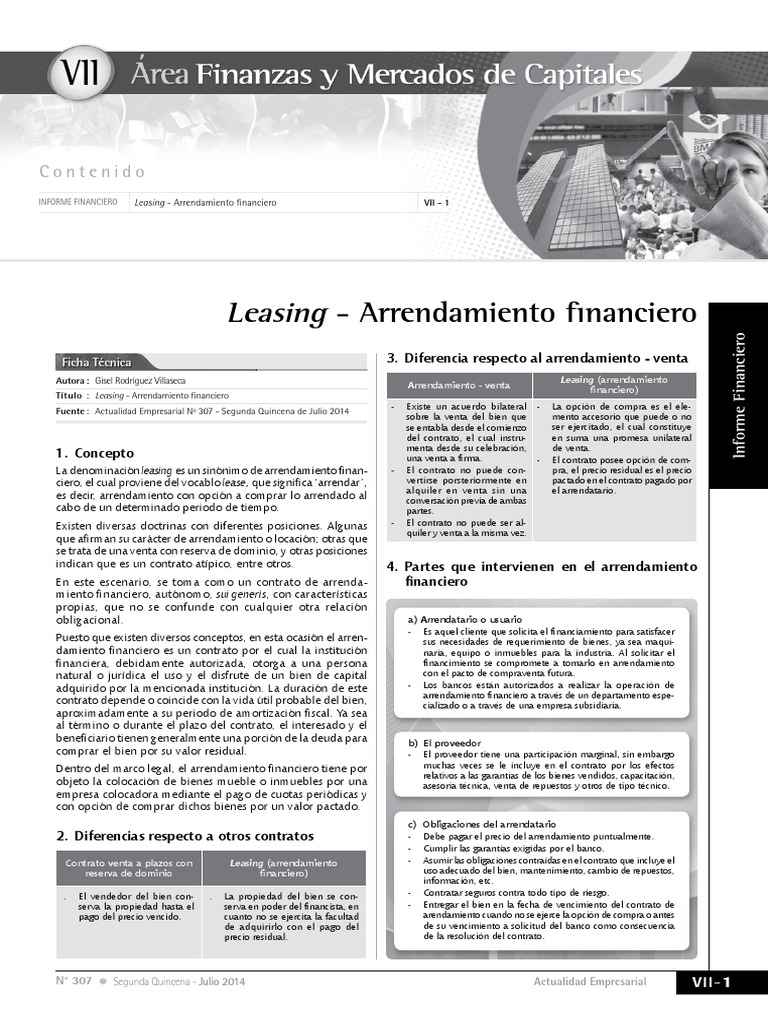 Guía Completa de Leasing Financiero | PDF | Arrendamiento | Negocios ...