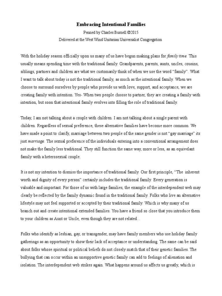 Embracing Intentional Families | PDF | Polyamory | Unitarian Universalism