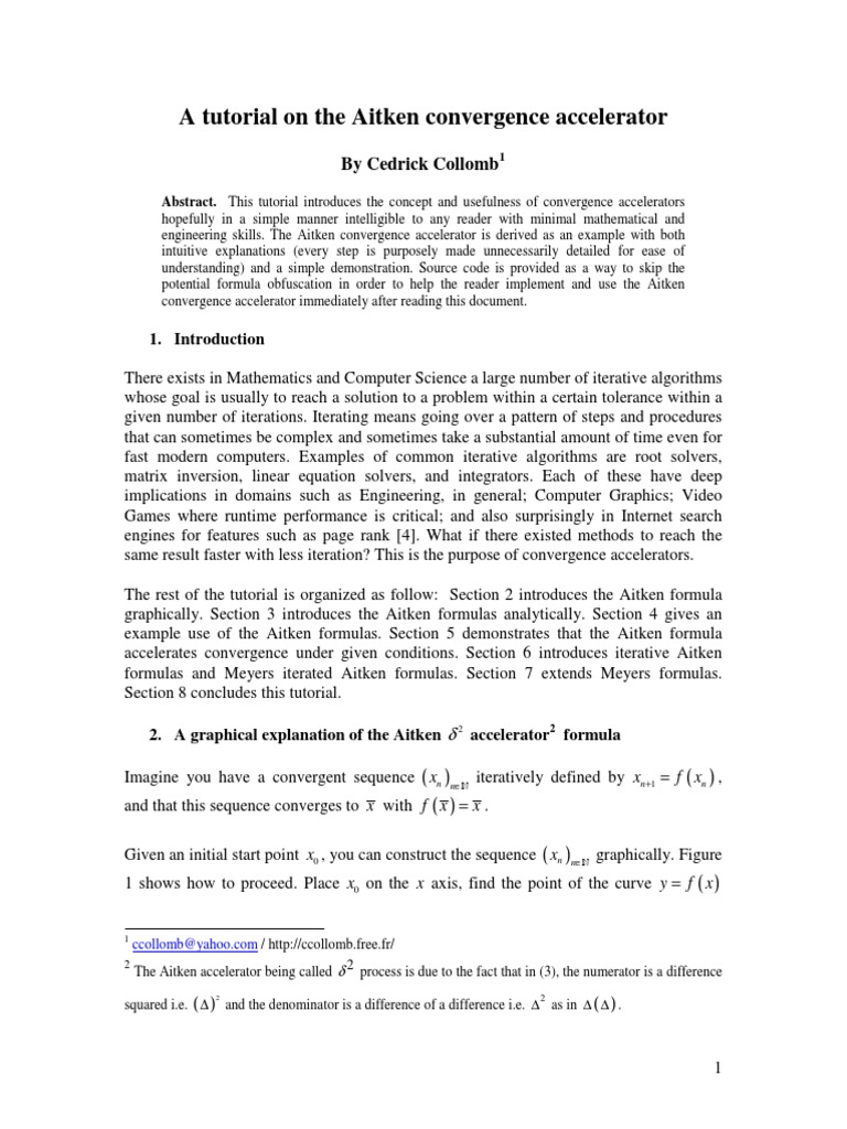 Aitken Convergence Accelerator Tutorial | PDF | Limit (Mathematics ...