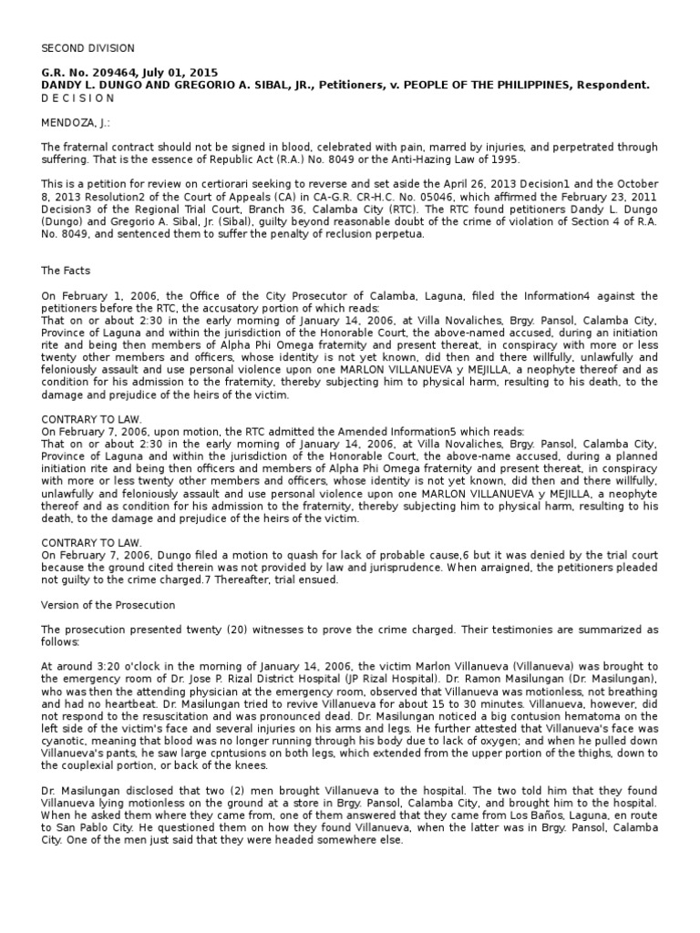 Dungo and Sibal Vs People | PDF | Crime & Violence | Crime Thriller