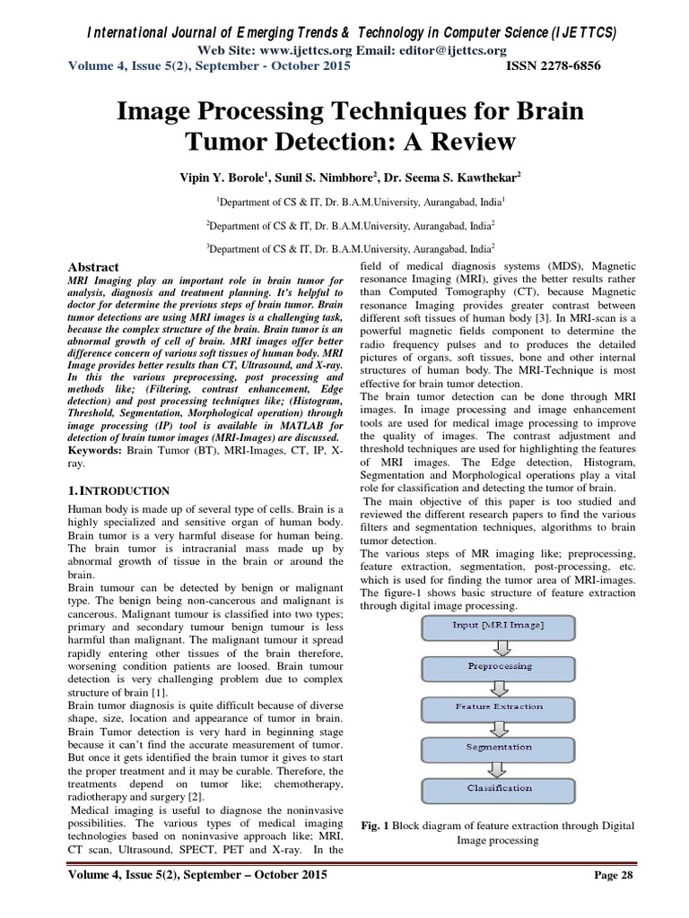 Image Processing Techniques For Brain Tumor Detection: A Review | PDF ...