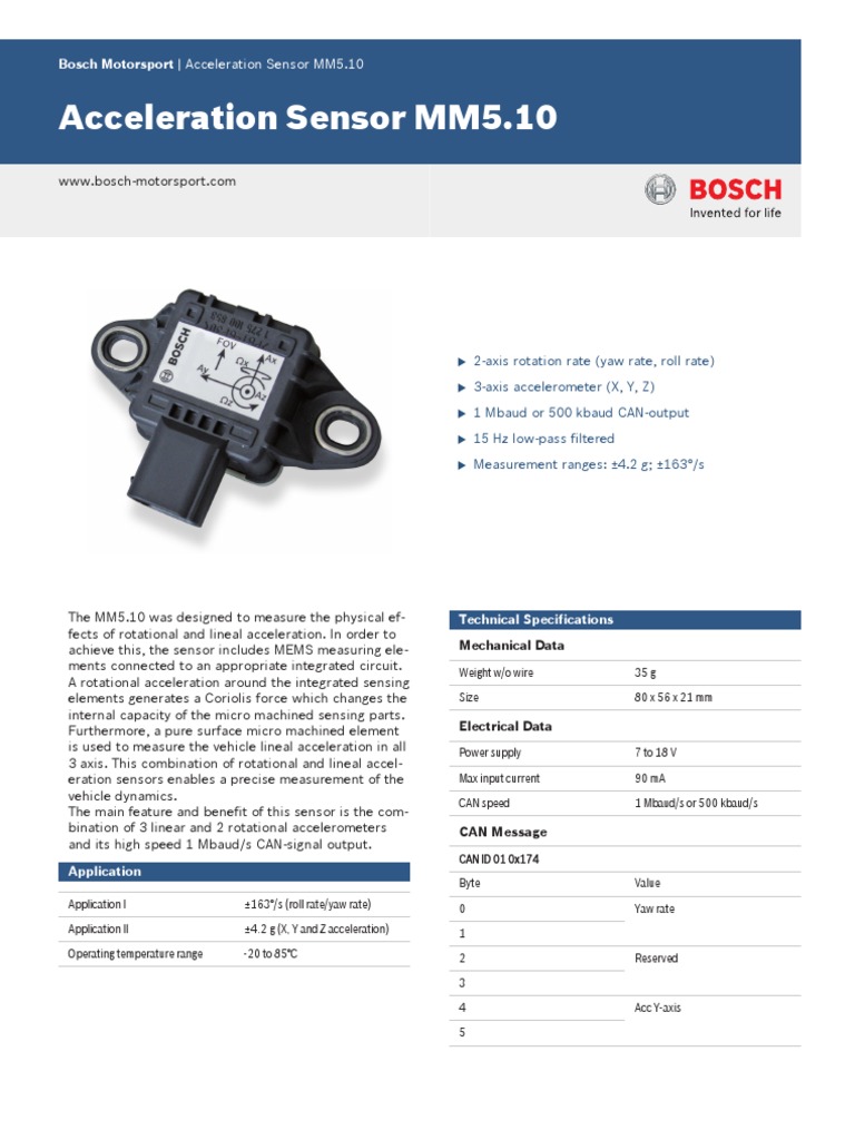 Acceleration Sensor MM510 Datasheet 51 en 9818827275pdf | PDF ...