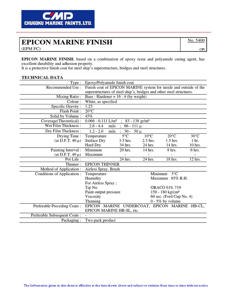 5400 Epicon Marine Finish | PDF | Science & Mathematics