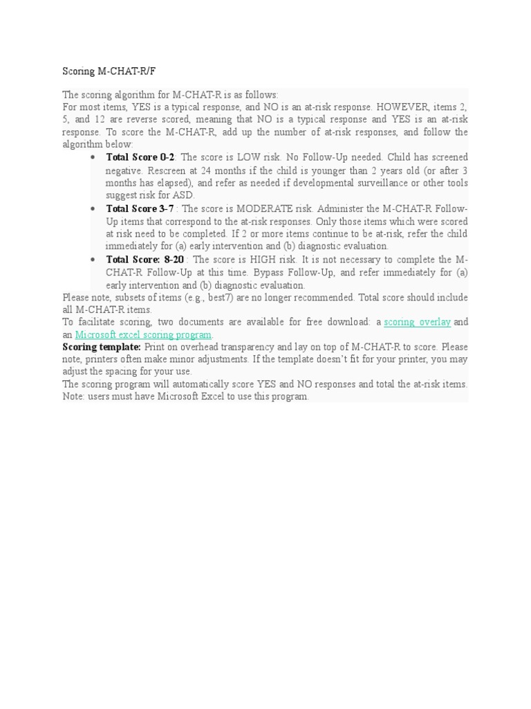 Scoring M Chat RF | PDF | Career & Growth | Business