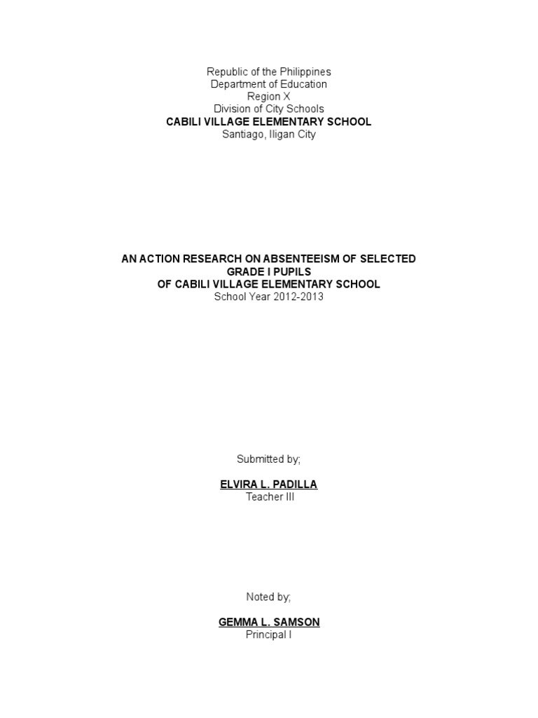 Action Research On Absenteeism (1) | PDF | Teachers | Psychology