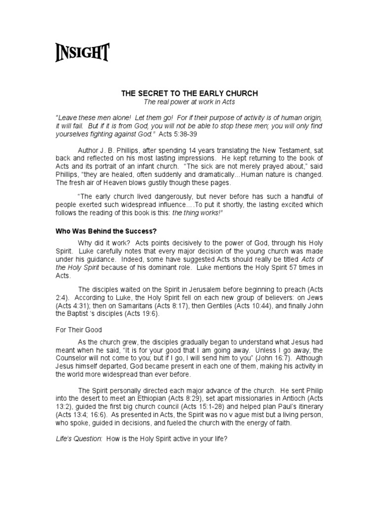 Power of the Early Church Revealed | PDF | Acts Of The Apostles | Paul ...