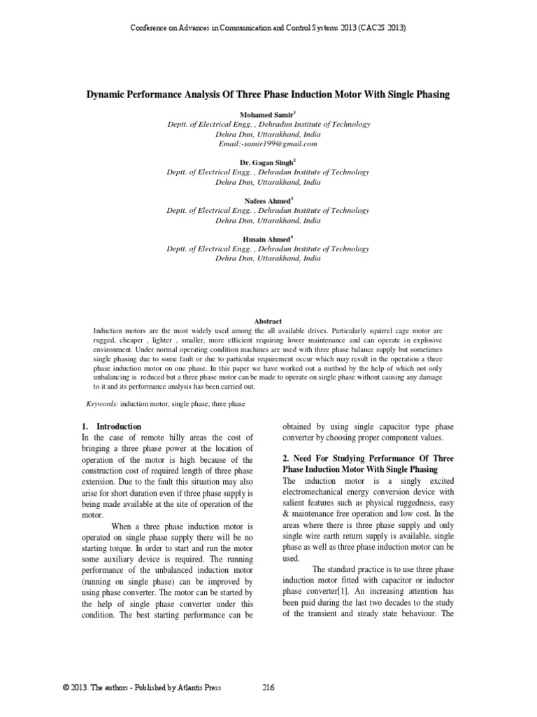 Dynamic Performance of Induction Motor | PDF | Electromagnetic ...