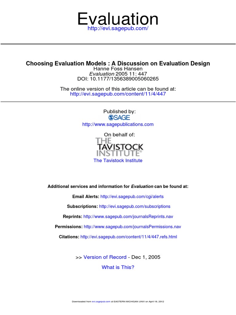 Choosing Evaluation Models PDF | PDF | Economic Model | Evaluation