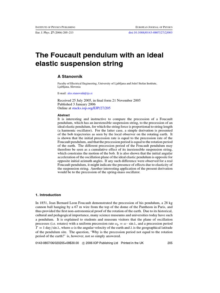 Elastic Pendulum | PDF | Pendulum | Rotation